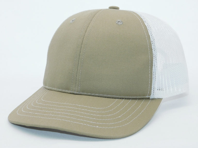 (USA 100) White Trucker Mesh Cap - Classic Caps: Made In USA Caps