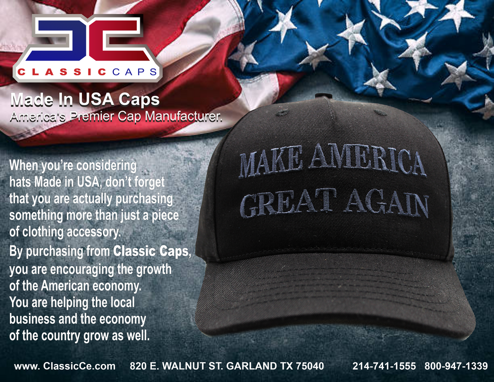 BLACK MAGA CAP - Classic Caps: Made In USA Caps